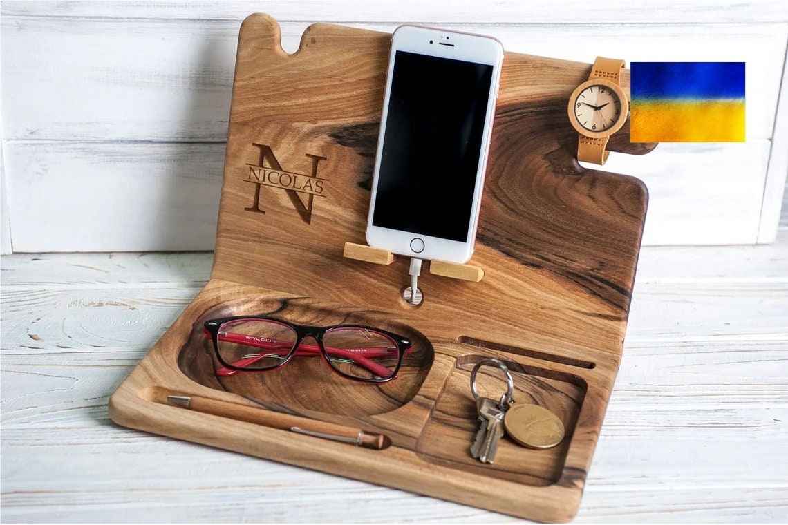 Thing Organizer Personalized Valet Wood Kye Holder Men | Etsy