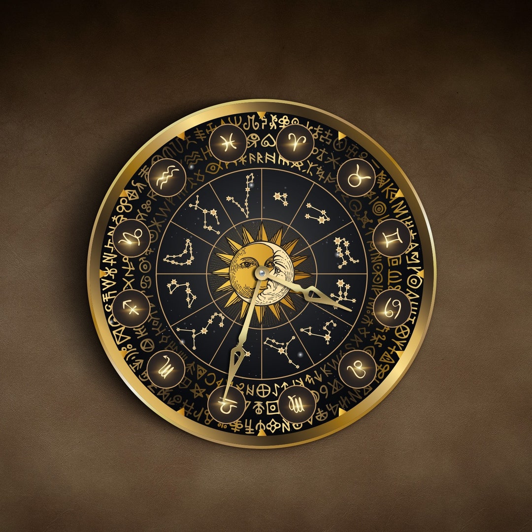 Zodiac Clock, Constellation Wall Clock, Horoscope Clock, Astrology ...