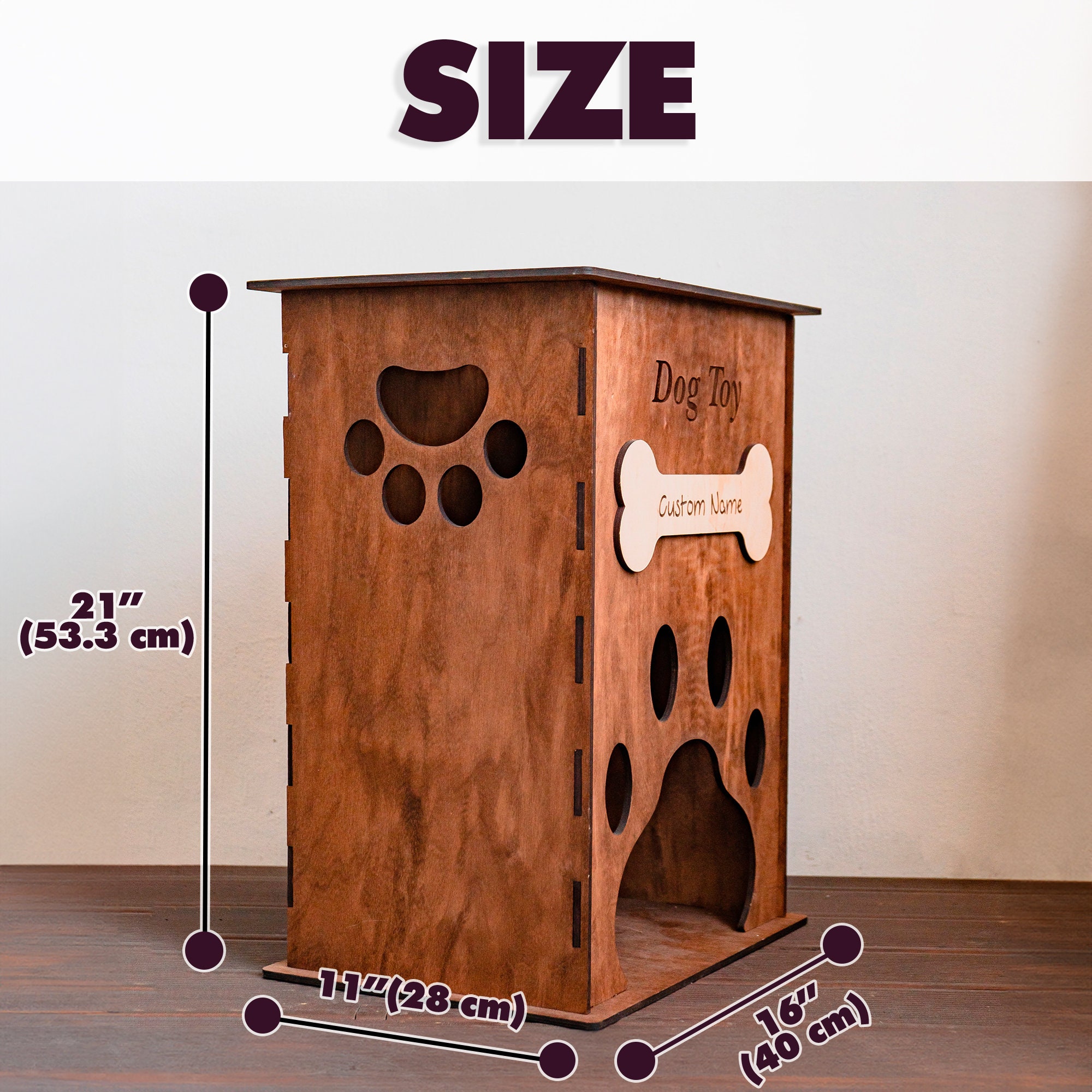 Dog Toy Box Large, Wood Dog Toy Box, Dog Toy Storage, Puppy Toy Box ...