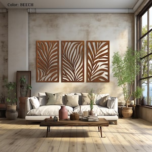 Palm Leaves Wall Panel, Tropical Leaves Wood Wall Art, Leaves Wood ...
