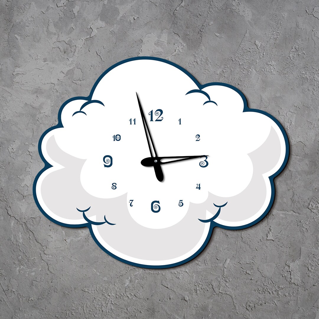 Cloud Wall Clock, Weather Clock, Nursery Clock, Cute Clock, Kids Clock ...