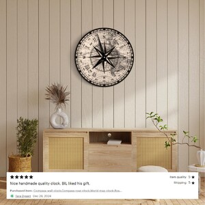 Compass Wall Clock,compass Rose Clock,world Map Clock,rose Wind Clock ...