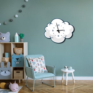 Cloud Wall Clock, Weather Clock, Nursery Clock, Cute Clock, Kids Clock ...