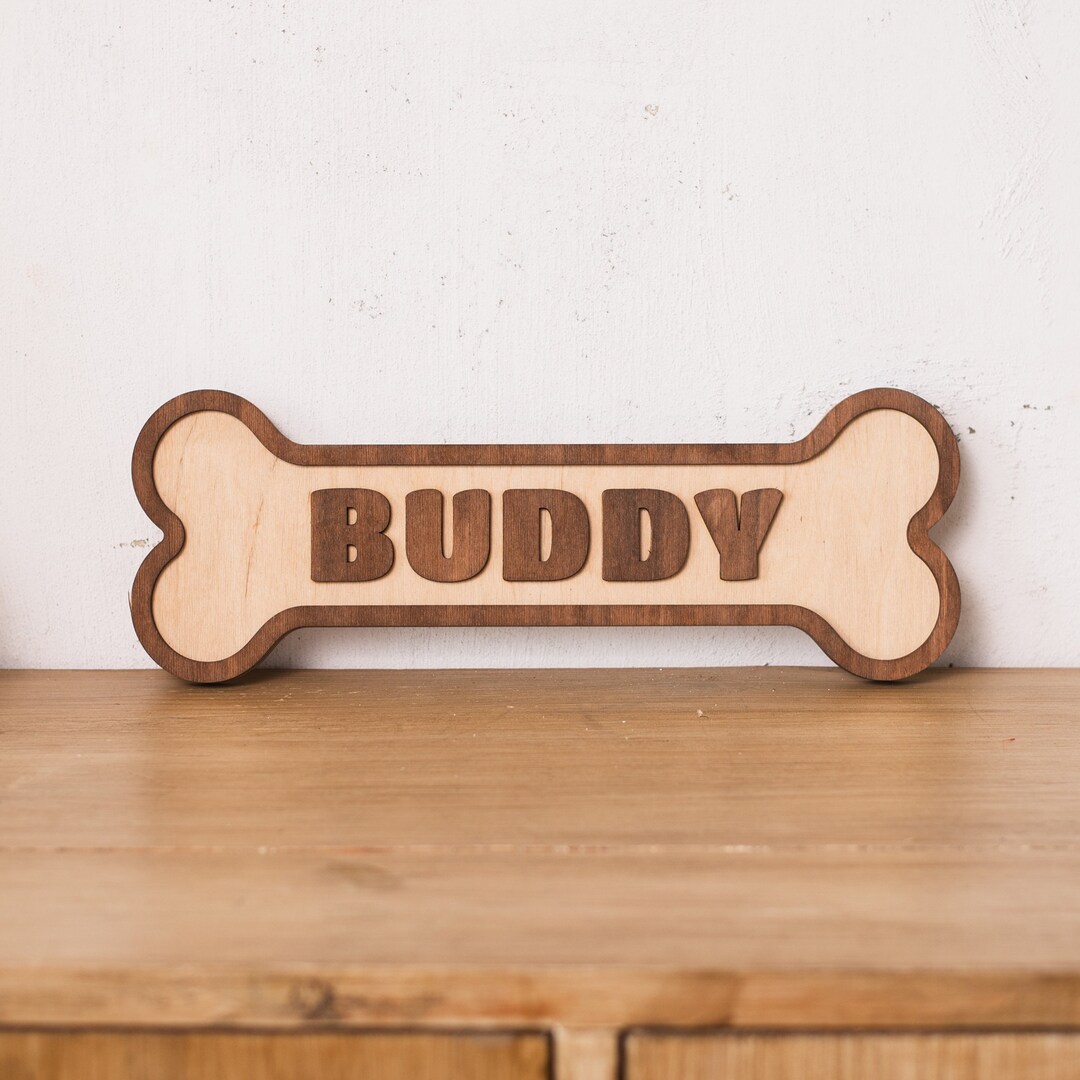 Dog Bone Name Sign, Dog Kennel Sign, Dog Crate Sign, Personalized Dog ...