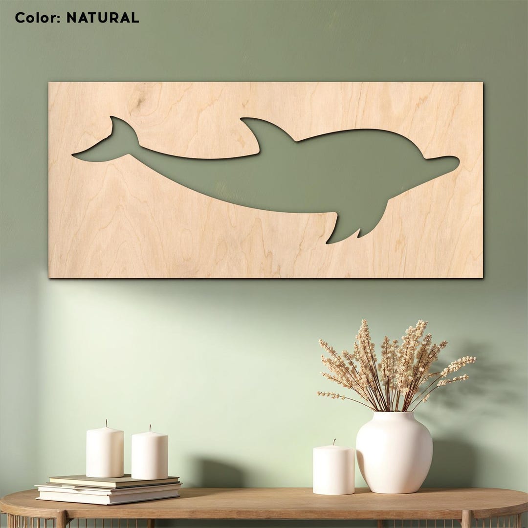 Dolphin Wooden Wall Decor, Large Dolphin Wall Art, Ocean Theme Decor ...