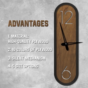 Oblong Wall Clock, Rectangular Wall Clock, Contemporary Modern Wall ...