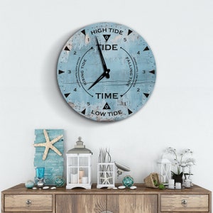 Tide Wall Clock, Ocean Tides Clock, Wave Clock, Beach Clock, Low Tide ...
