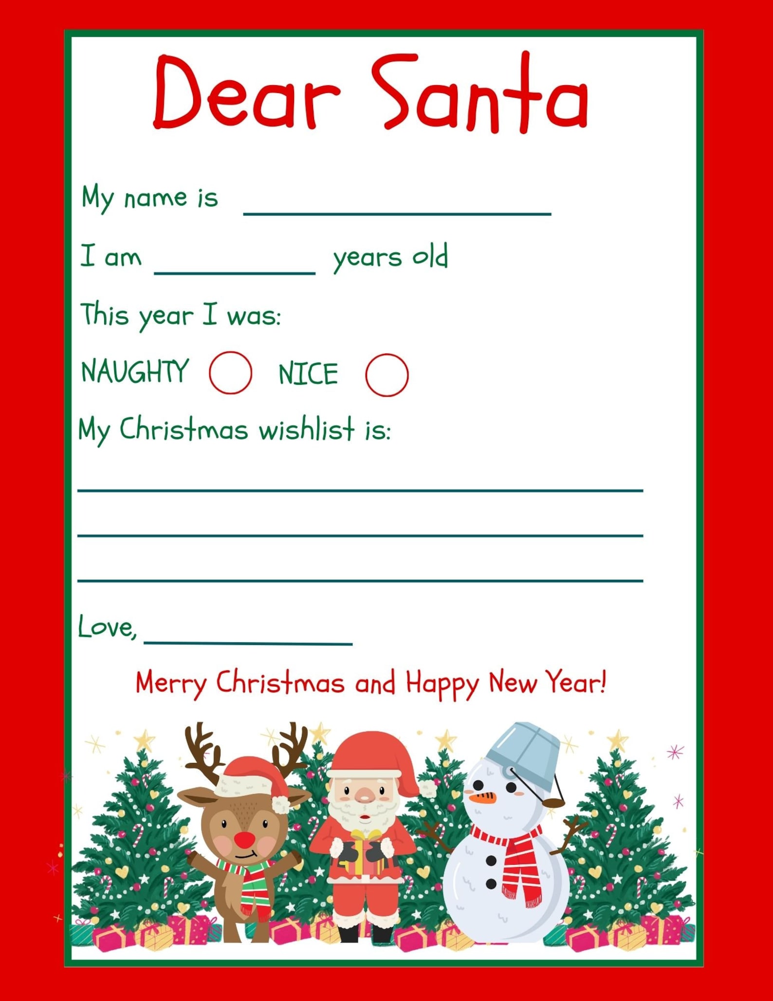 Printable Letter to Santa | Christmas | Santa Letter | Kids Letter to ...