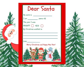 Printable Letter to Santa | Pink Christmas | Santa Letter | Kids Letter ...