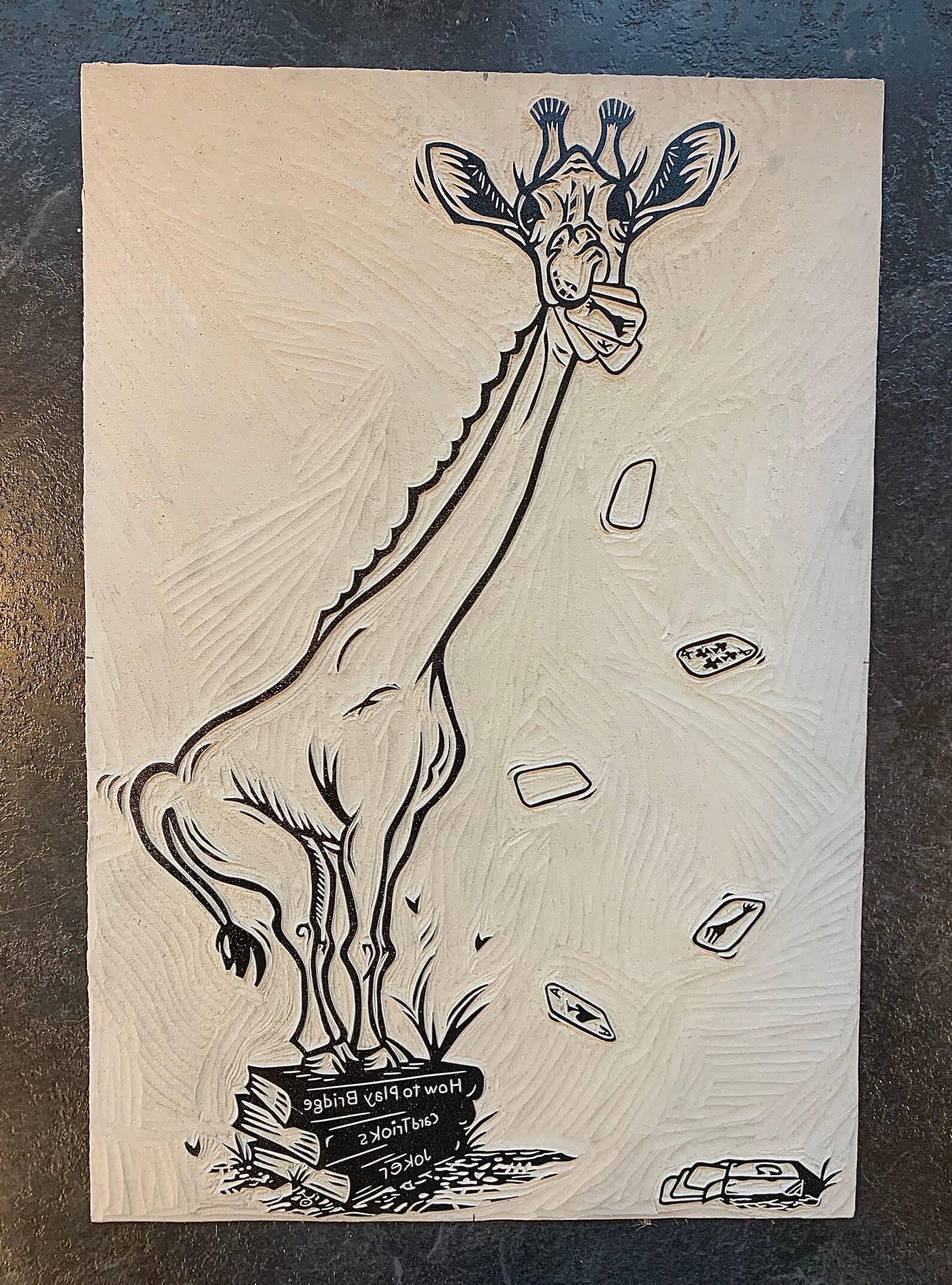 Joking Giraffe Original Linocut Print, Giraffe Print, Giraffe Art ...
