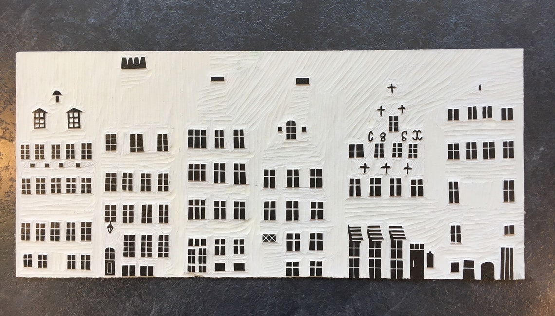 Colourful Copenhagen Original Linocut Print Copenhagen Print | Etsy