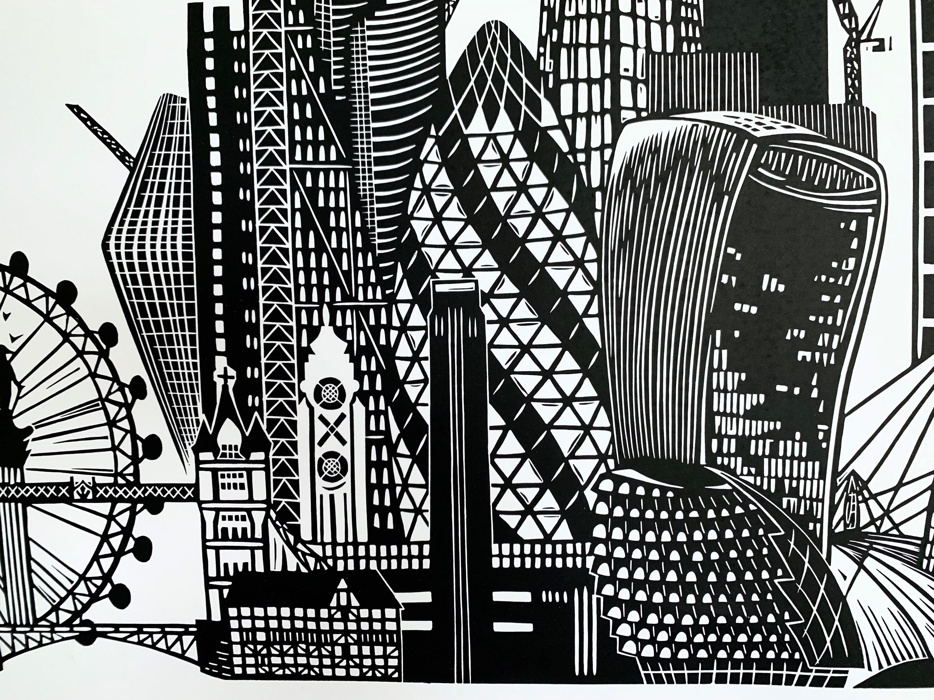 London Landmarks Original Linocut Print London Print London - Etsy UK