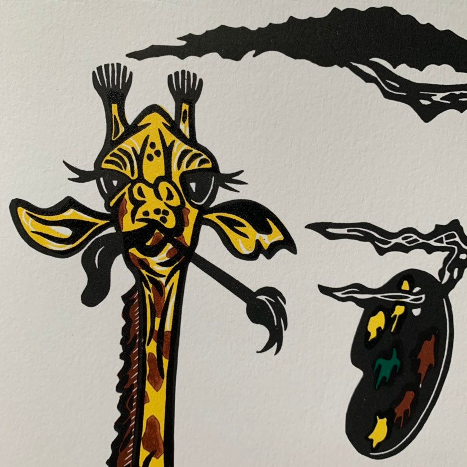 Giraffe Original Linocut Print Giraffe Print Giraffe Art - Etsy