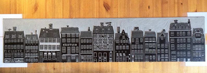 Copenhagen Original Linocut Print, Copenhagen Gift, Copenhagen Linocut ...