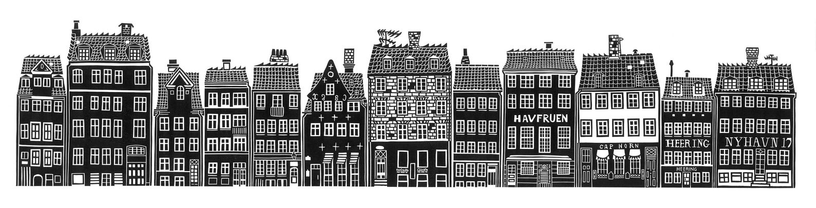 Copenhagen Original Linocut Print, Copenhagen Gift, Copenhagen Linocut ...