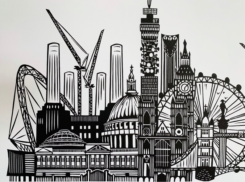 London Landmarks Original Linocut Print, London Print, London Linocut ...