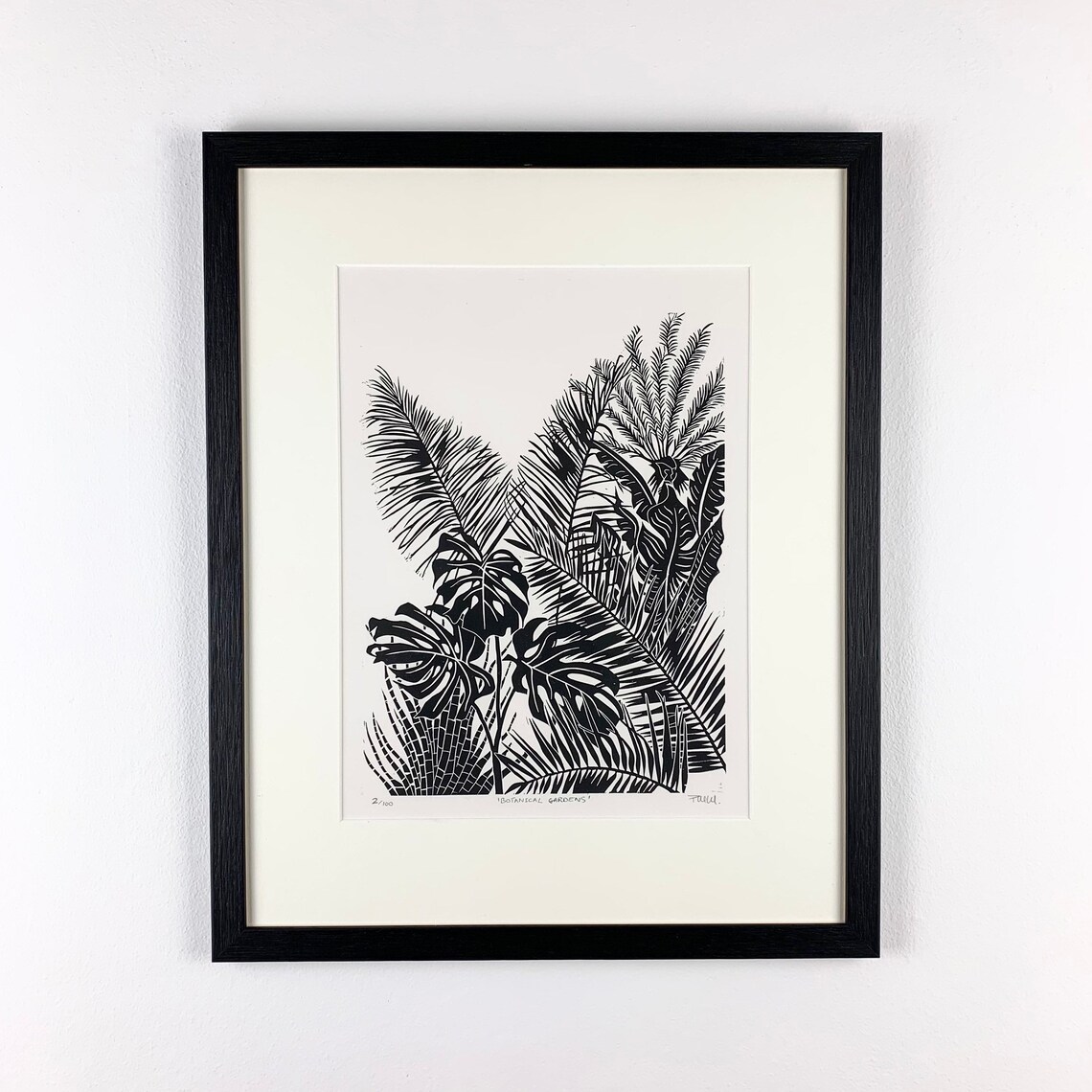 Botanical Gardens Original Linocut Print, Black and White Print ...