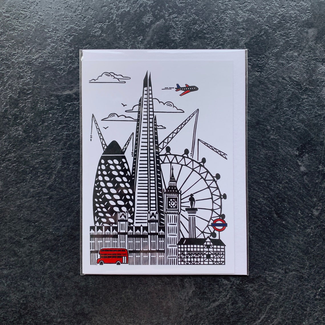Silhouette City Greetings Card, London Card, London Linocut, London ...