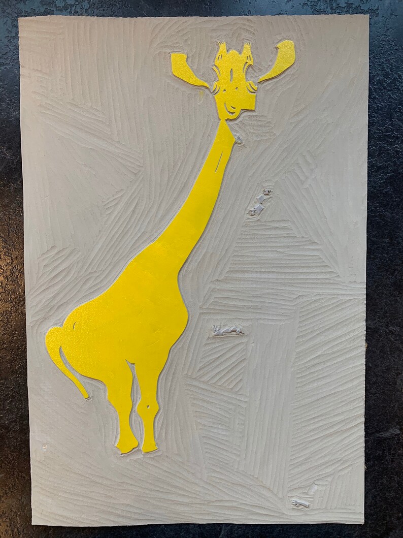 Joking Giraffe Original Linocut Print, Giraffe Print, Giraffe Art ...