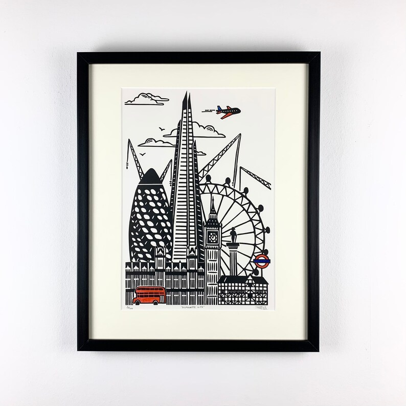 Silhouette City Original Linocut Print, London Print, London Linocut ...