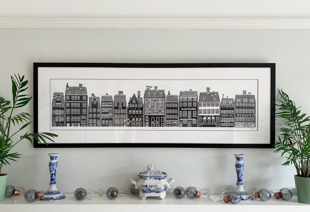Copenhagen Original Linocut Print, Copenhagen Gift, Copenhagen Linocut ...