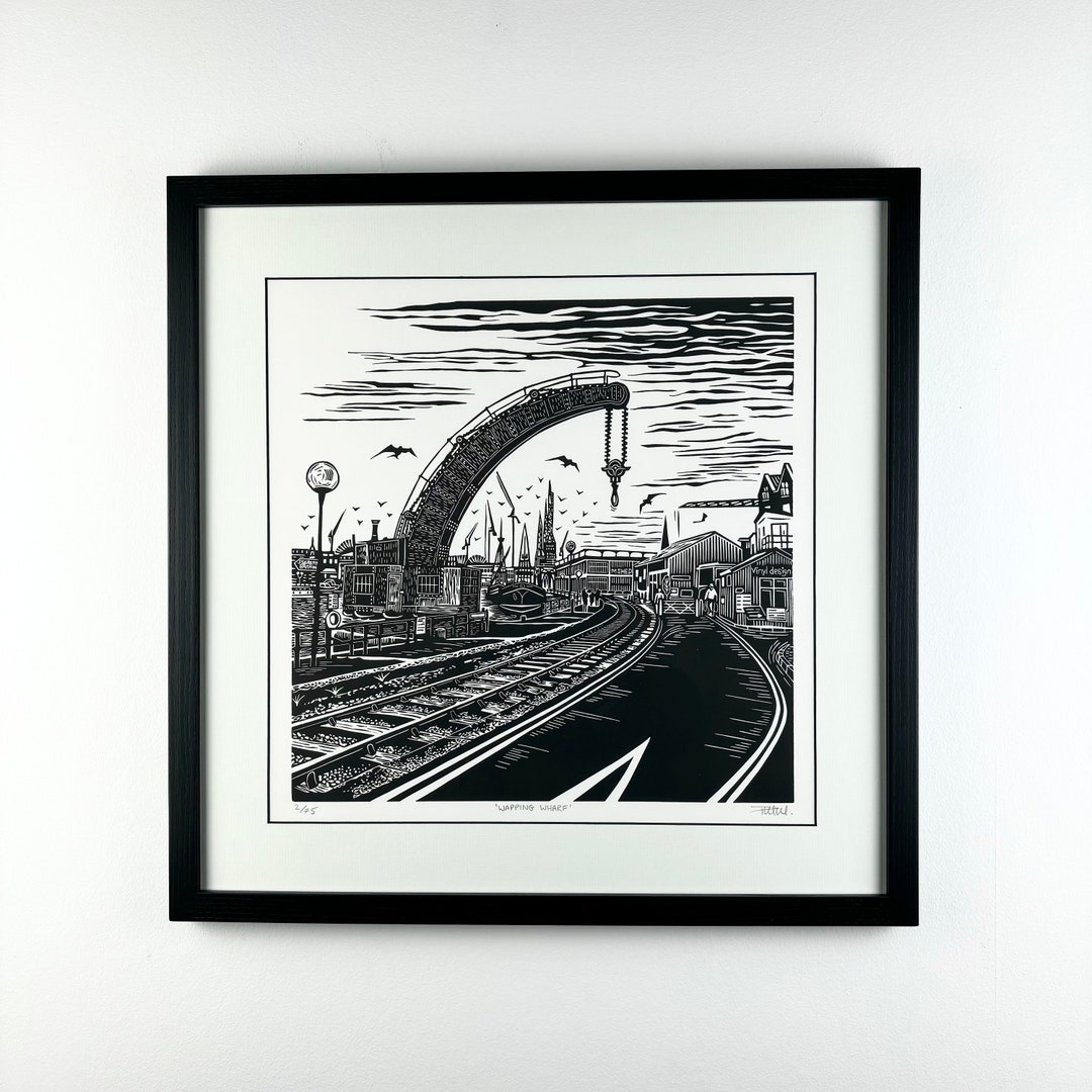 Wapping Wharf Original Linocut Print, Bristol Print, Shipyard Art ...