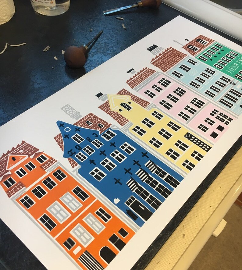 Colourful Copenhagen Original Linocut Print Copenhagen Print - Etsy UK