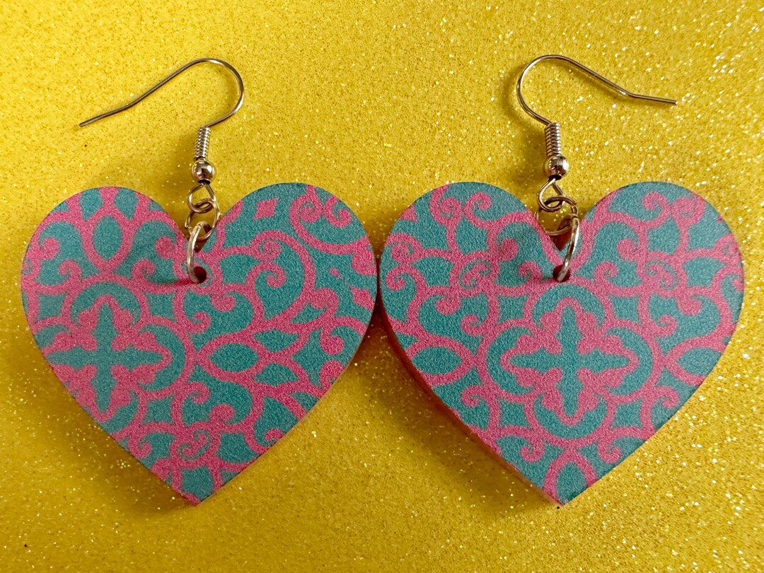 Optical Illusion Earrings: Laser Cut Acrylic Earrings, Art, Pink & Blue ...