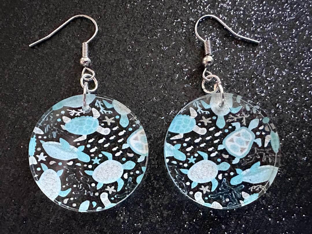 Turtle Earrings: Laser Cut Acrylic Turtles, Ocean Animals, Sea ...