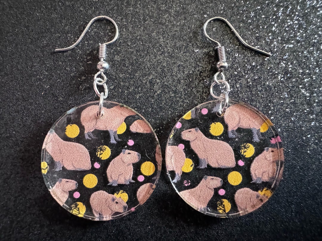 Capybara Earrings: Laser Cut Acrylic Capybaras, Rodent, Cute Animals ...