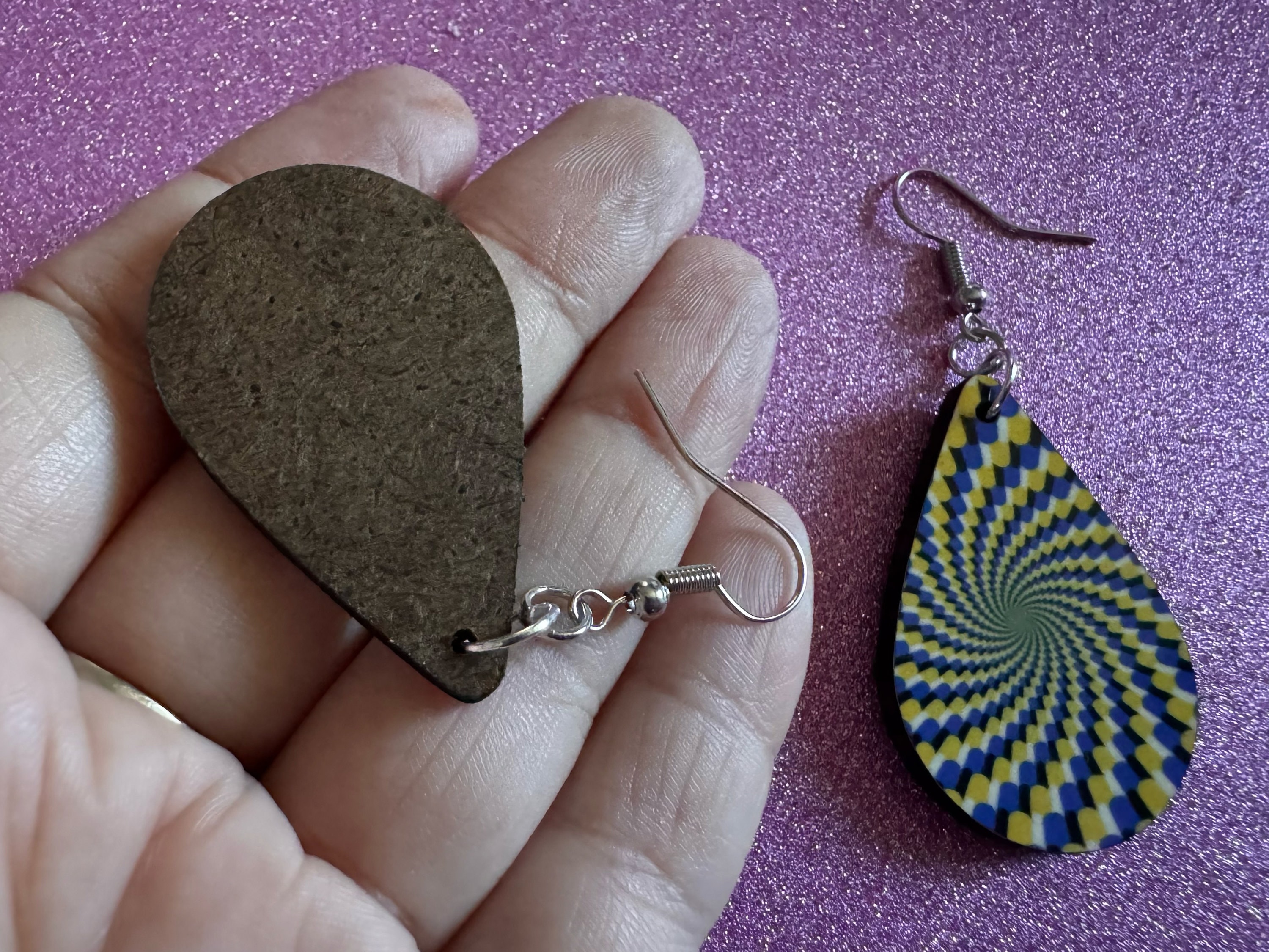 Colorful Psychedelic Optical Illusion Earrings: Sublimated Illusions ...