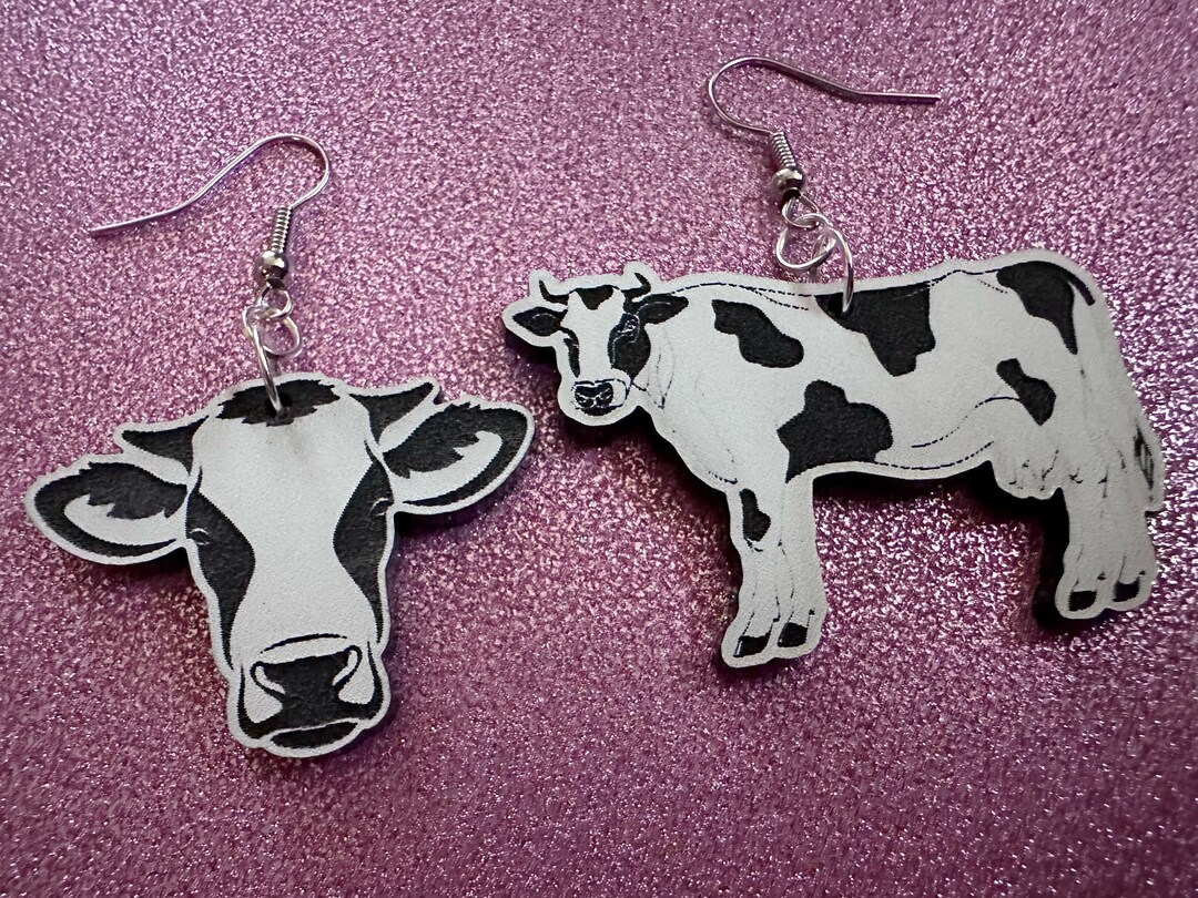 Cow Earrings: Laser Cut Acrylic Cows, Farm Animals, Milk Cows, Moo ...