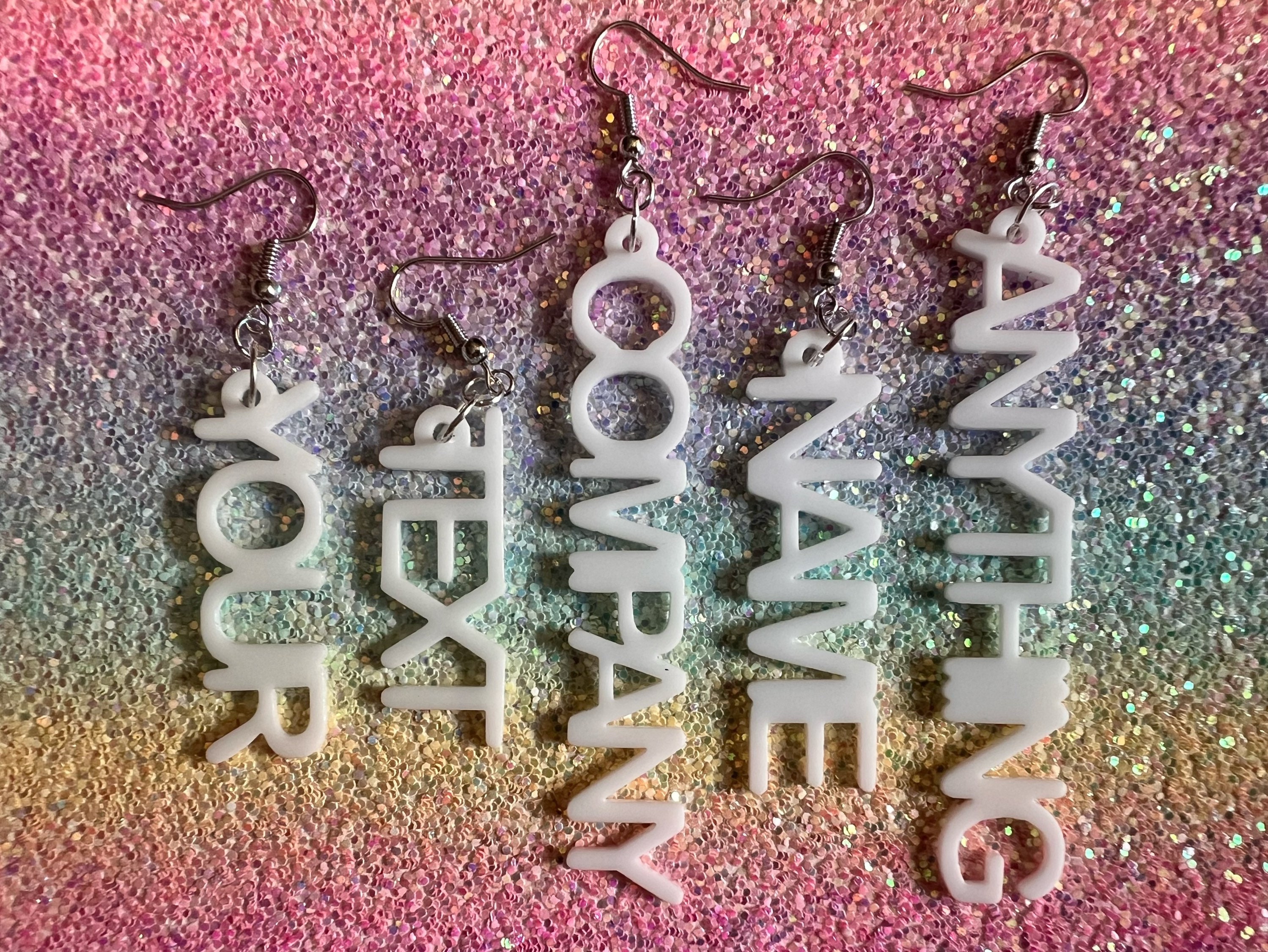 Custom Text Earrings: Laser Cut Words Letters Names Teacher - Etsy