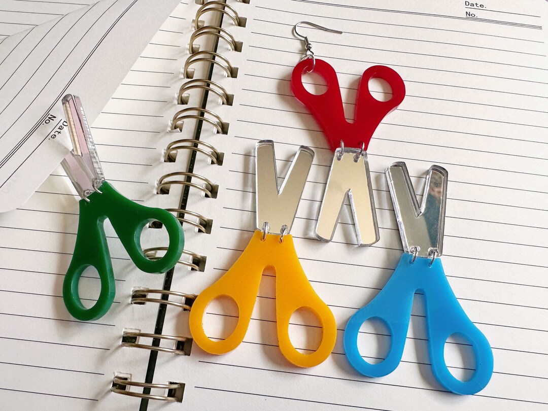 Scissor Earrings: Laser Cut Acrylic Scissors, Stationary, Teacher ...