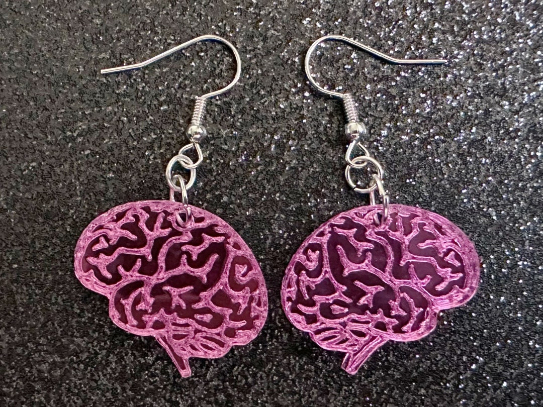Mirrored Brain Earrings: Laser Cut Acrylic Brains, Halloween, Smart ...