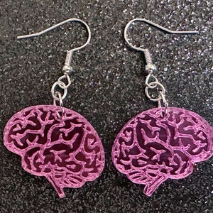 Mirrored Brain Earrings: Laser Cut Acrylic Brains, Halloween, Smart ...