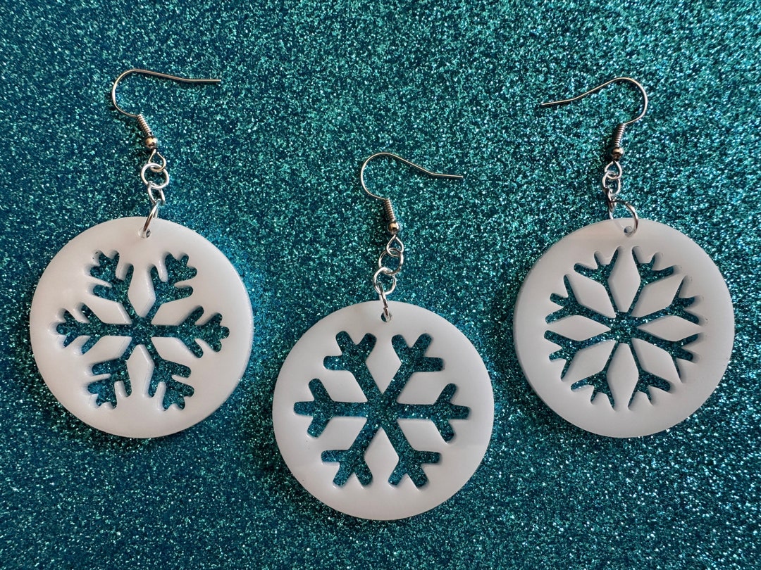 Snowflake Earrings: Laser Cut Acrylic Snowflakes, Stormy Weather ...