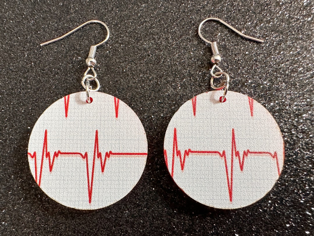 Heart Rate Chart Earrings: Laser Cut Acrylic Earrings, Medical Heart ...