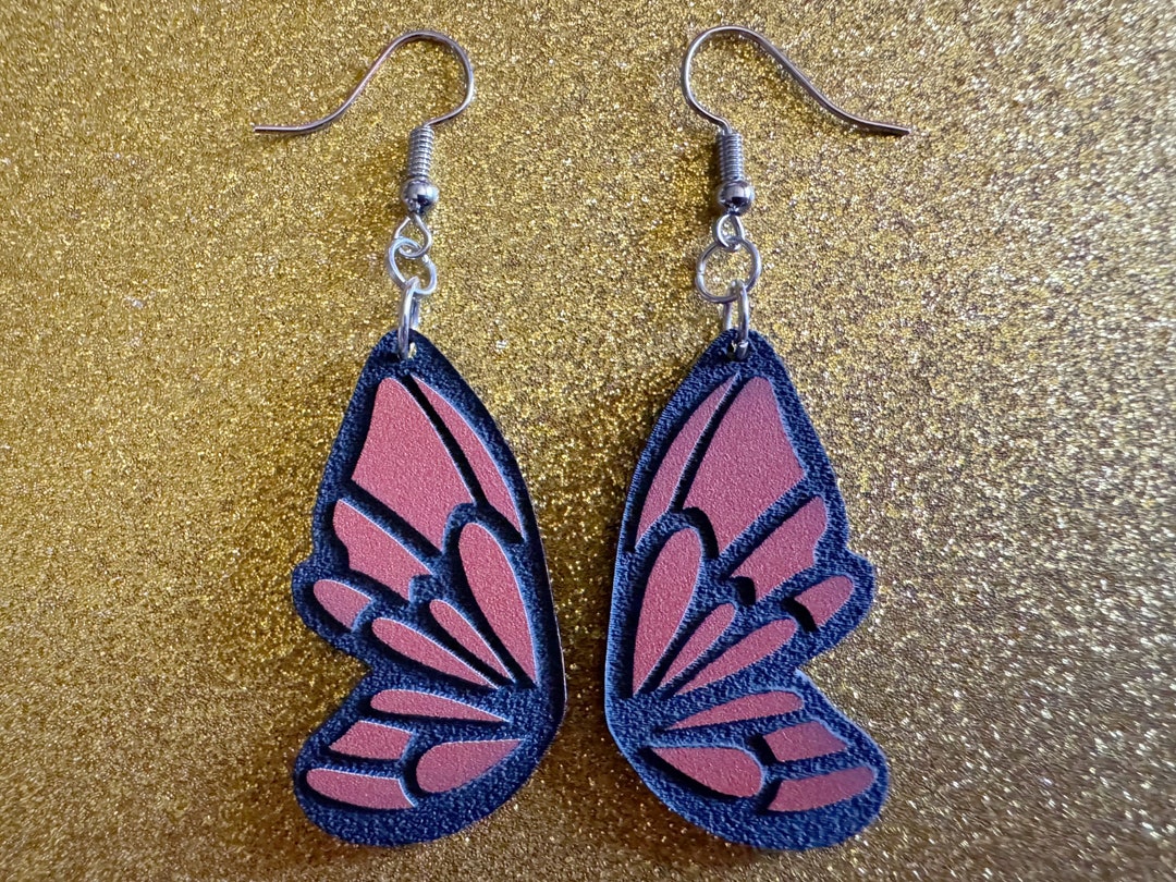 Butterfly Wing Earrings: Laser Cut Acrylic Butterflies, Summer, Monarch ...