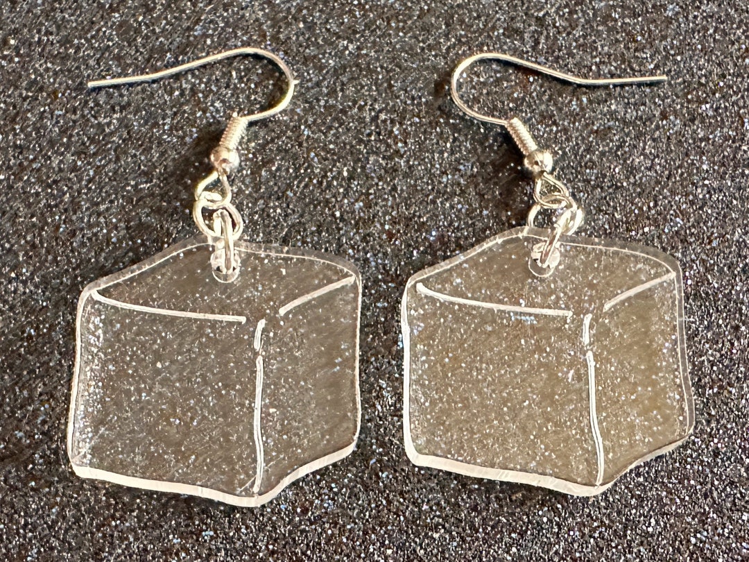 Ice Cube Earrings: Laser Cut Acrylic Ice Cubes, Cold, Iced, Frozen ...