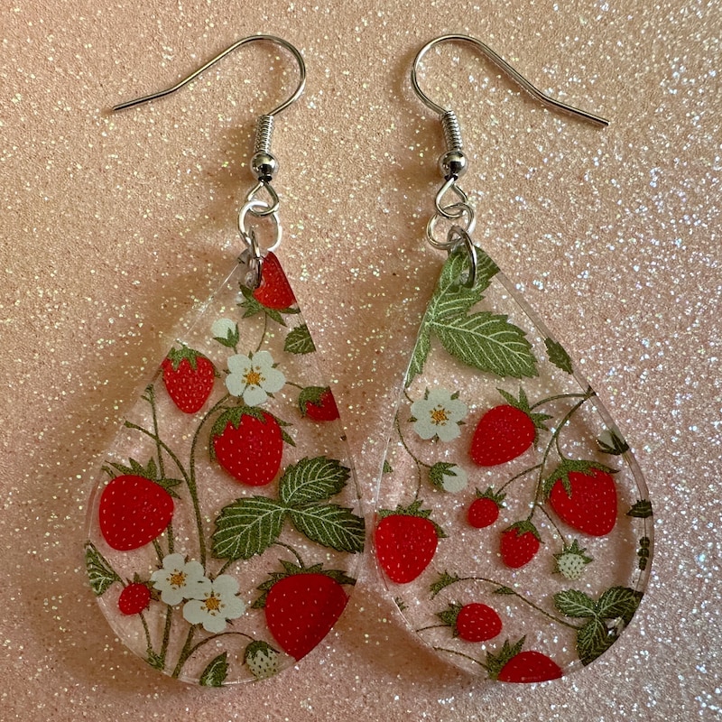 Strawberry Earrings - Etsy