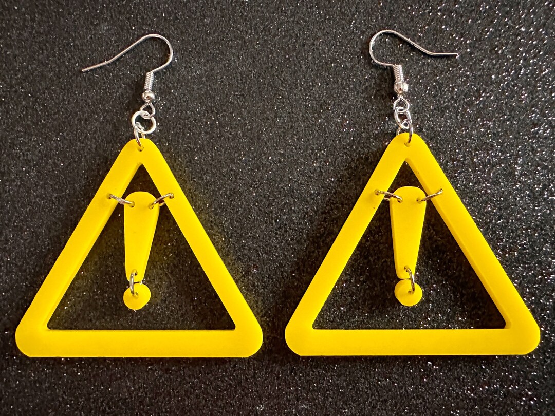 Emergency Sign Earrings: Laser Cut Acrylic Exclamation Marks, Car ...