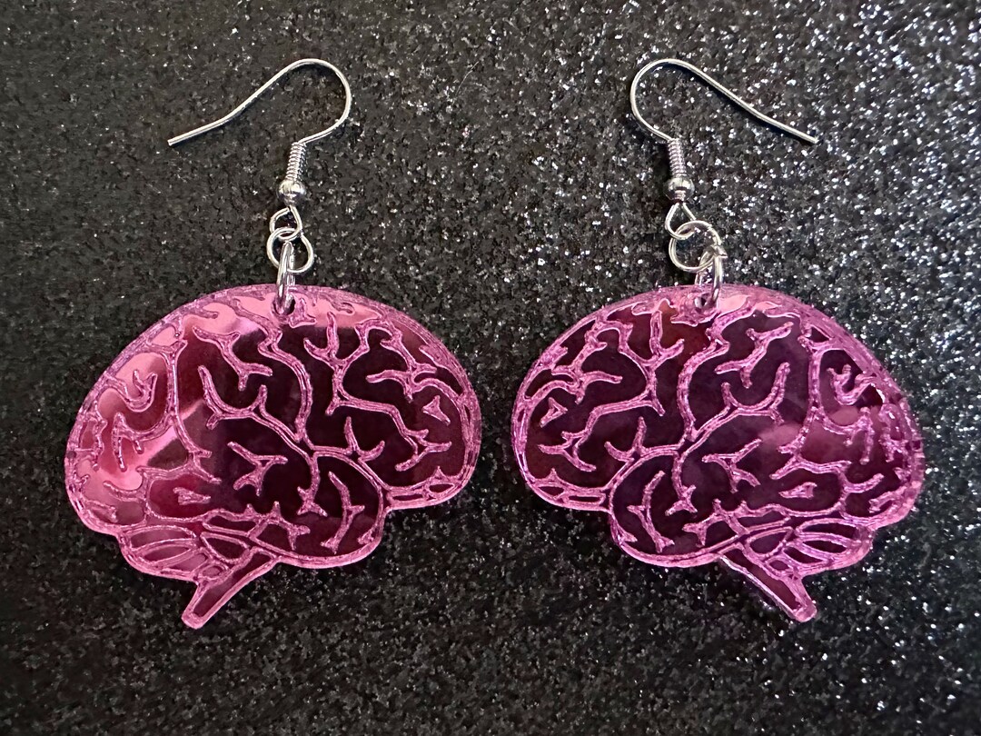 Mirrored Brain Earrings: Laser Cut Acrylic Brains, Halloween, Smart ...