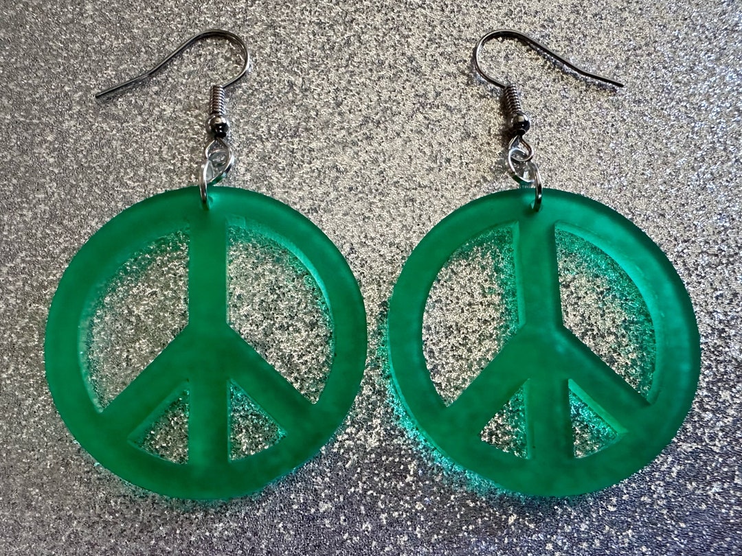 Green Peace Sign Earrings: Laser Cut Acrylic Peace Signs, Hippie ...