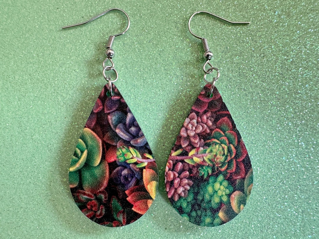 Succulent Earrings: Laser Cut Acrylic Succulents, Cacti, House Plants ...