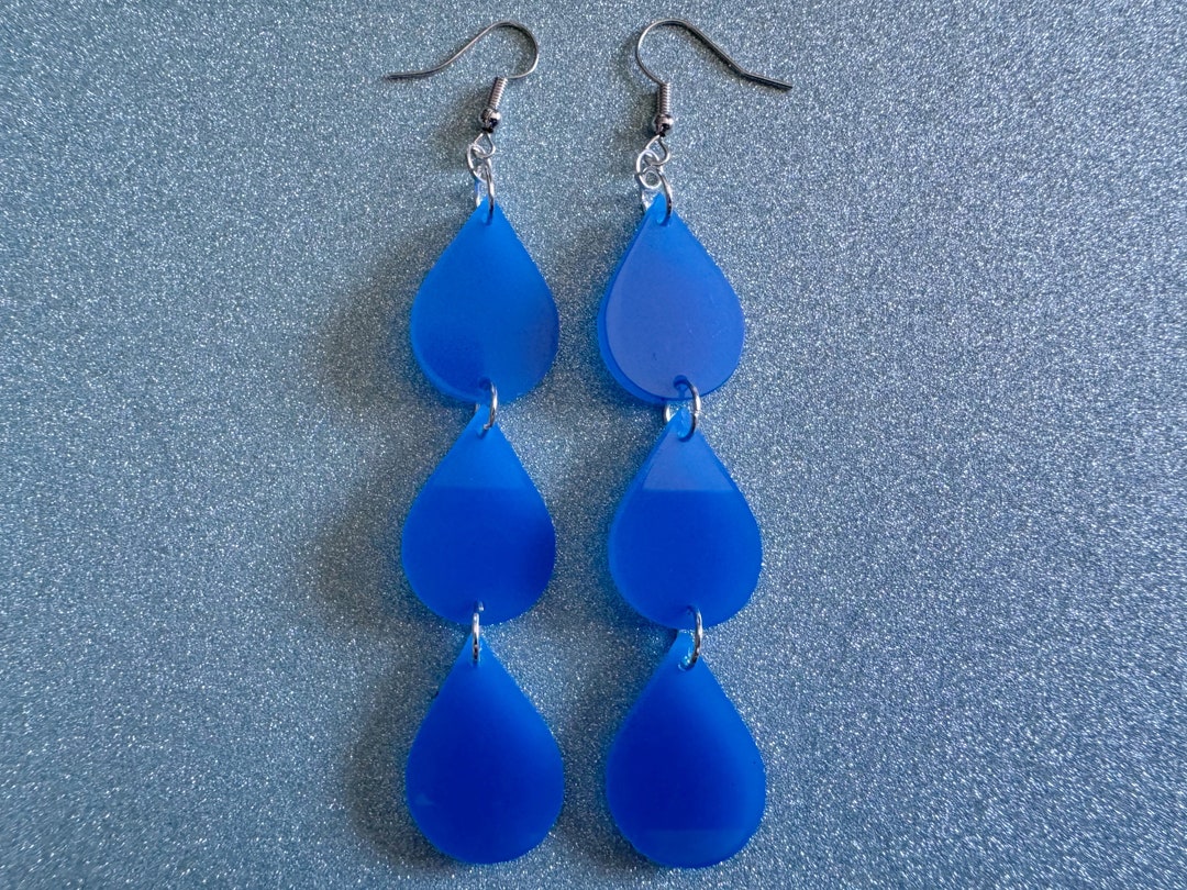 Rain Earrings: Laser Cut Acrylic Raindrops, Rain Drops, Drop, Tear ...