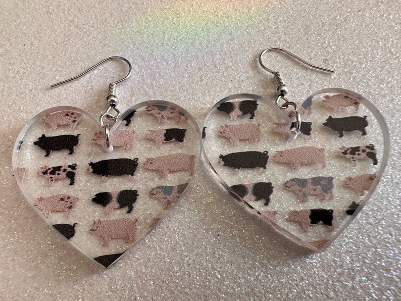 Pig Earrings: Laser Cut Acrylic Pigs Piglet Piggy Oink - Etsy