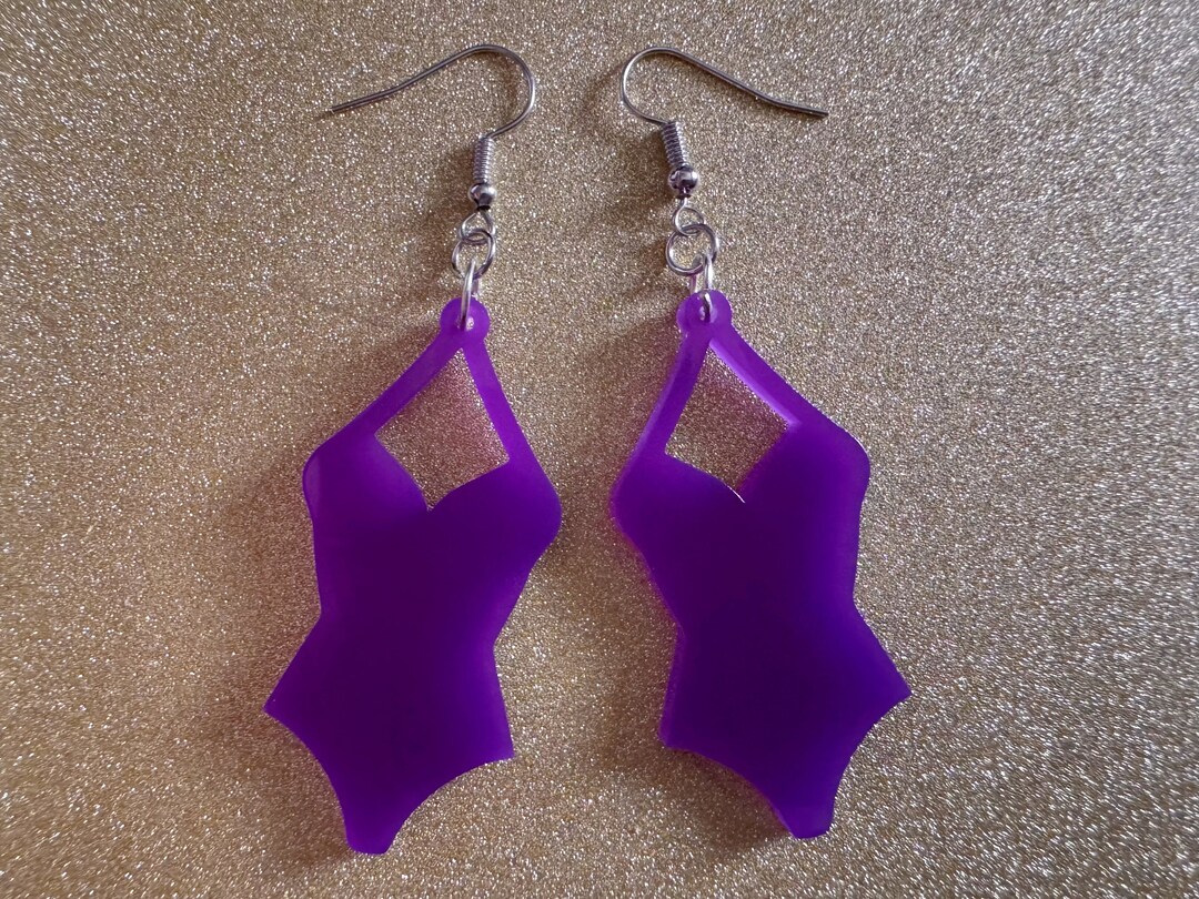 Purple Bathing Suit Earrings: Laser Cut Acrylic Swimsuit Earrings ...