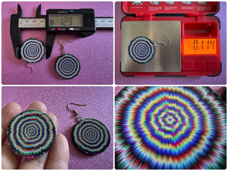 Rainbow Psychedelic Optical Illusion Earrings: Sublimated Illusions ...