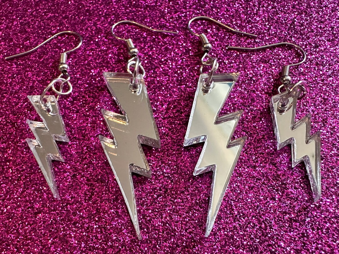 Mirror Lightning Earrings: Laser Cut Acrylic Lightning Bolt Earrings ...